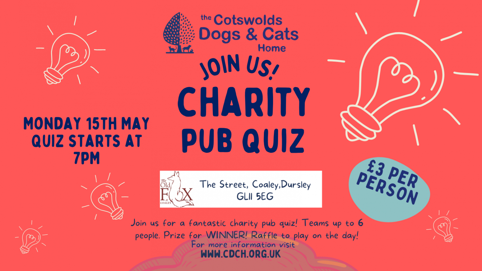 Quiz Night at The Old Fox Coaley - Cotswolds Dogs and Cats Home